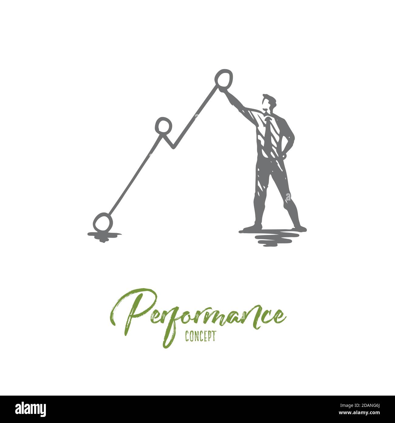 Performance, arrow, growth, symbol, diagram concept. Hand drawn ...