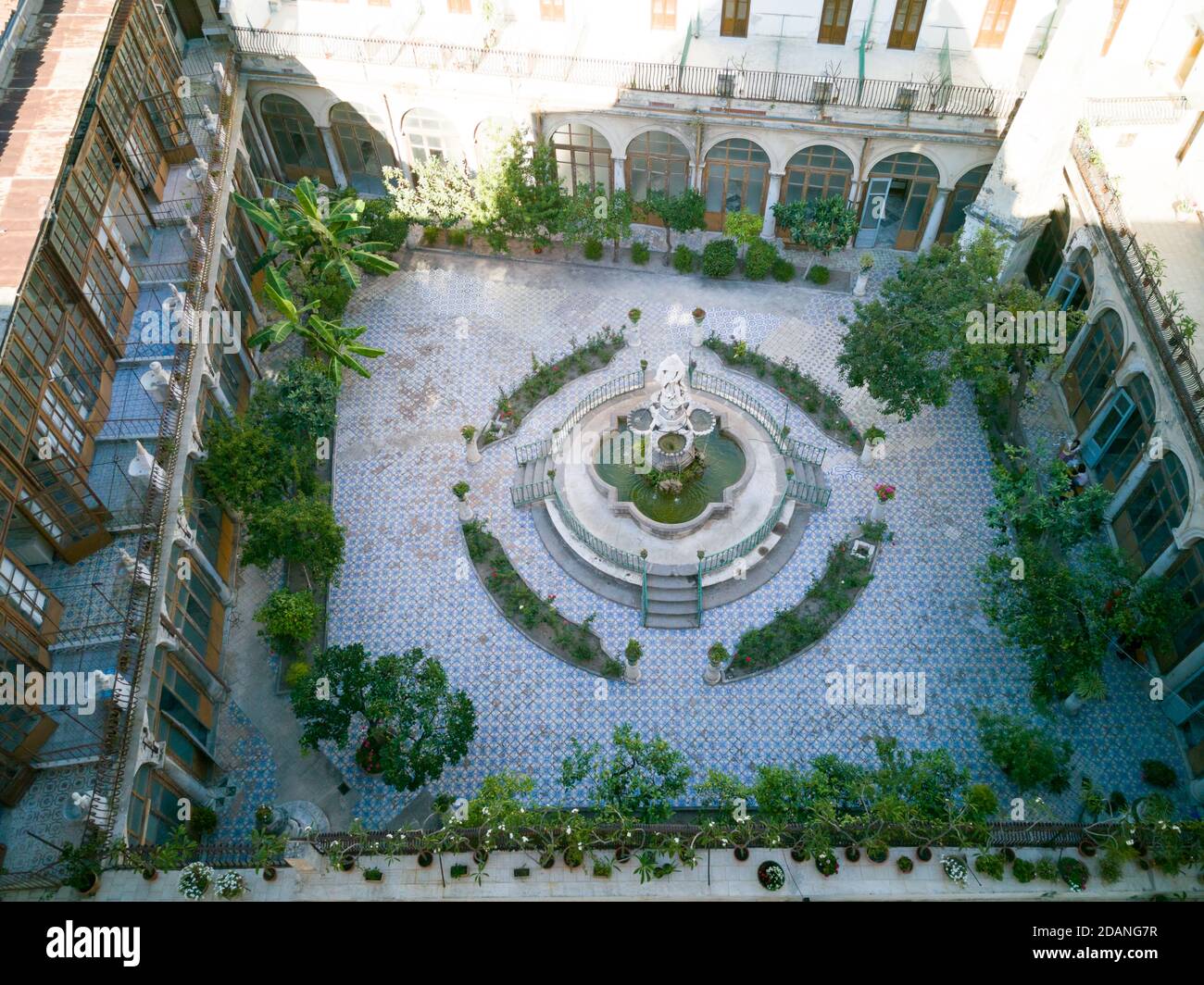 Palermo, Italy, july 2020. The ancient cloister of the monastery of St ...