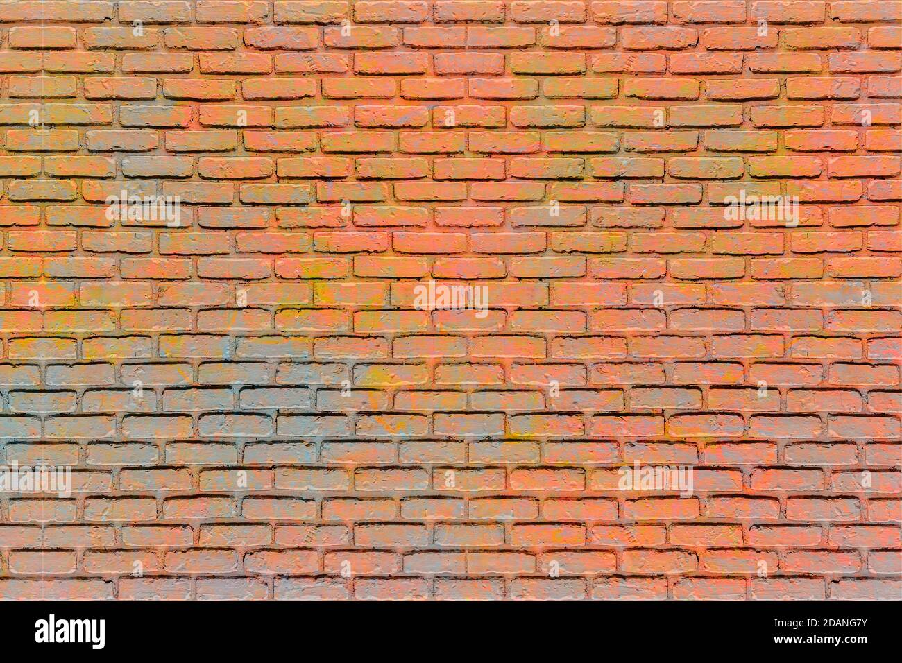 Painted brick wall texture. Colorful brickwork background. Multicolored ...