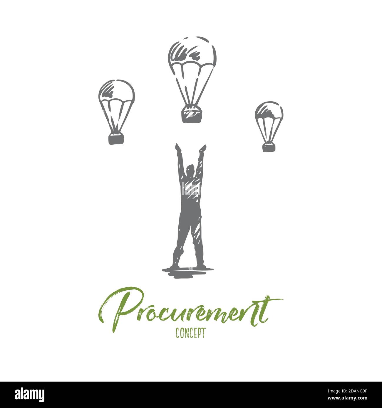 Procurement, business, customer, process concept. Hand drawn isolated ...