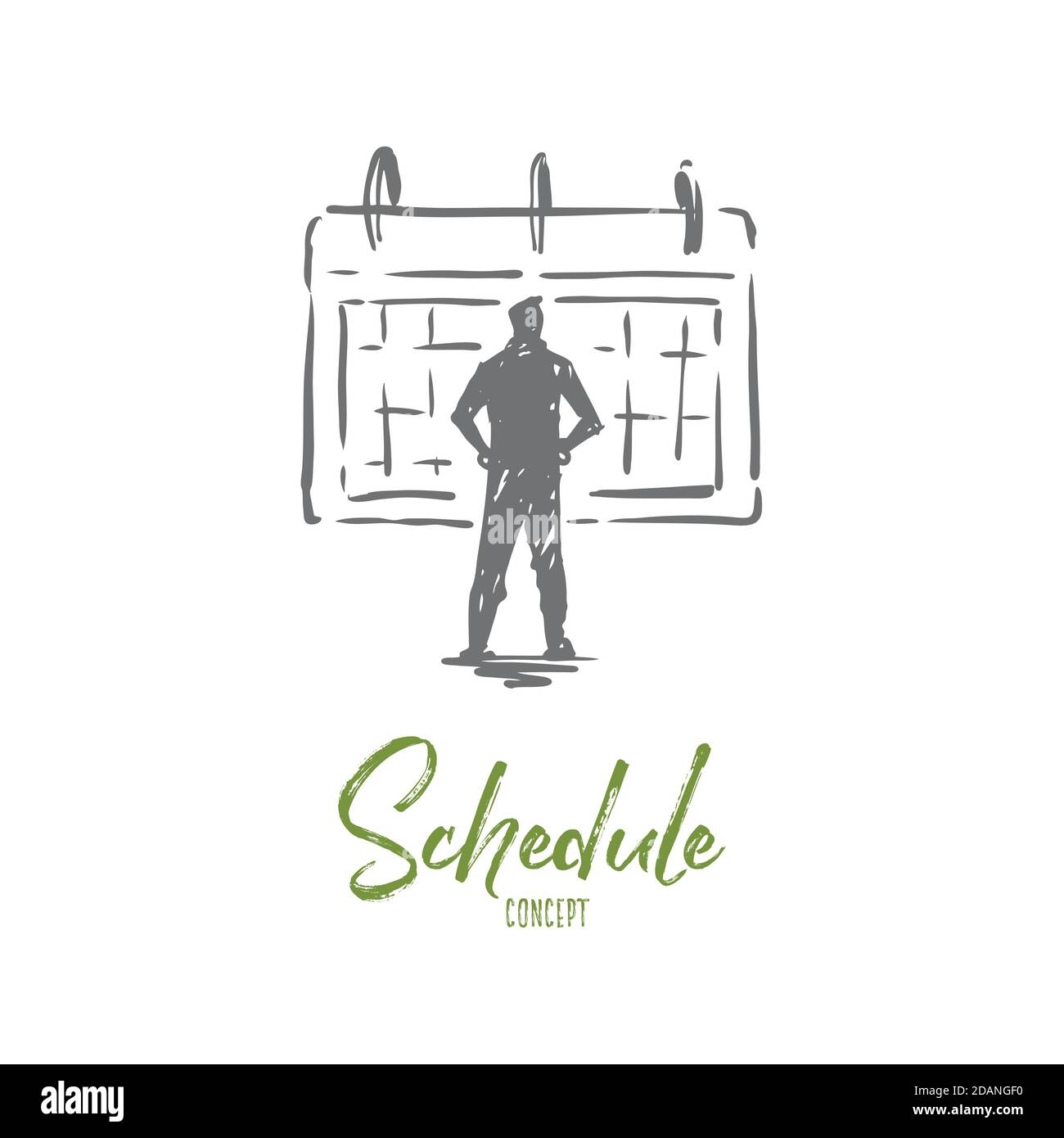 Schedule, calendar, time, deadline, event concept. Hand drawn isolated ...