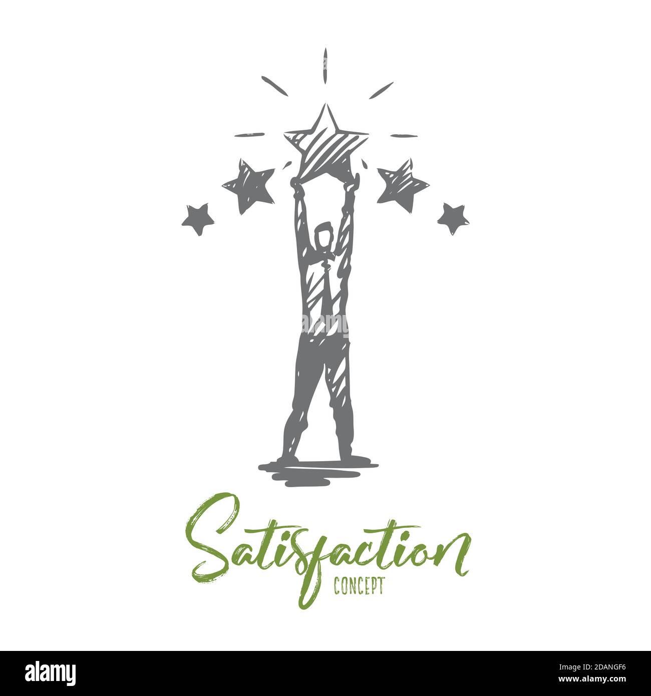 Satisfaction, service, customer, feedback, quality concept. Hand drawn ...