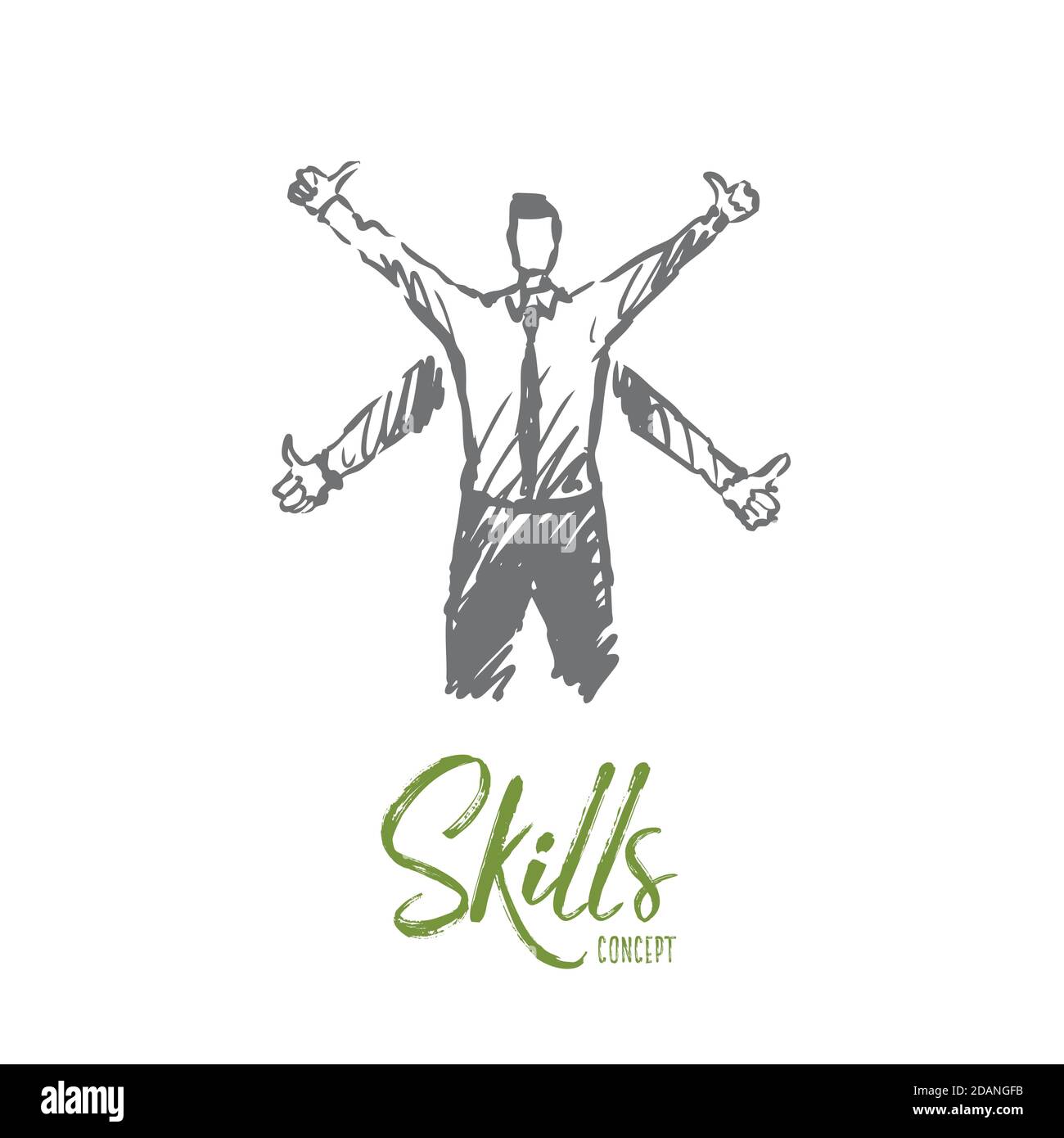 Skills, employee, business, career, success concept. Hand drawn ...