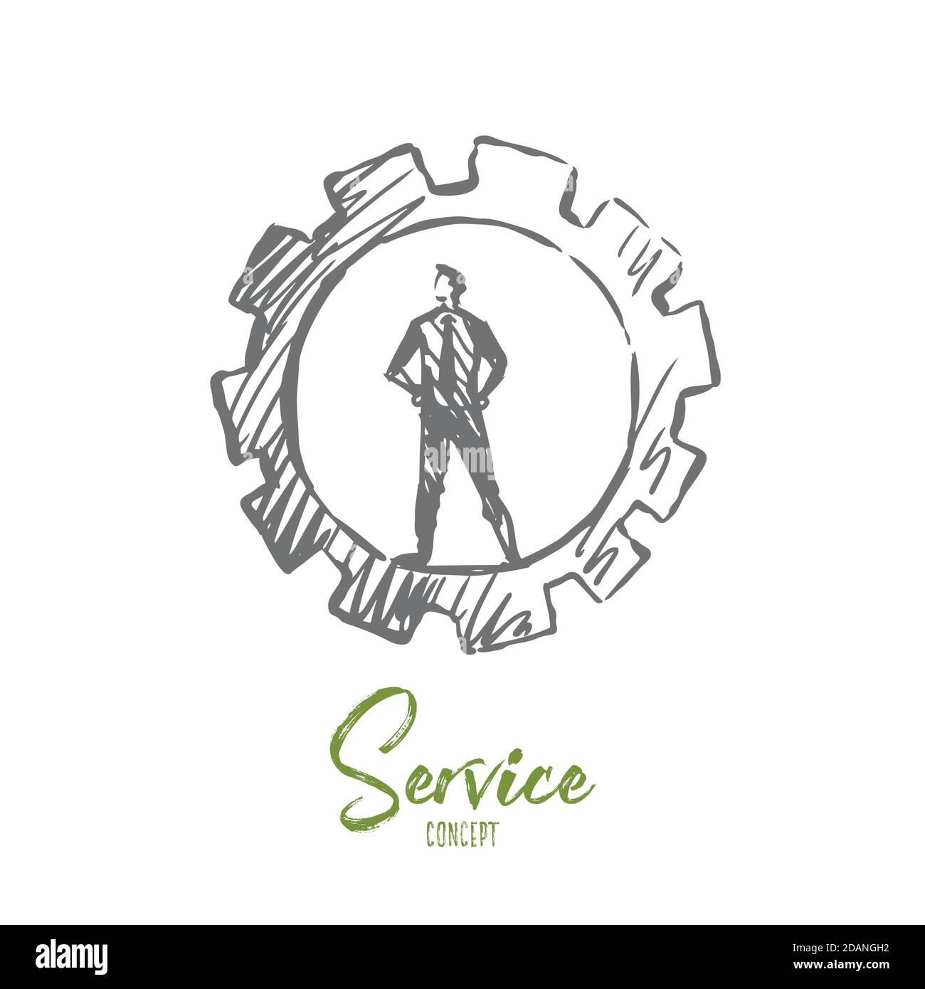 Service, support, customer, business, repair concept. Hand drawn ...
