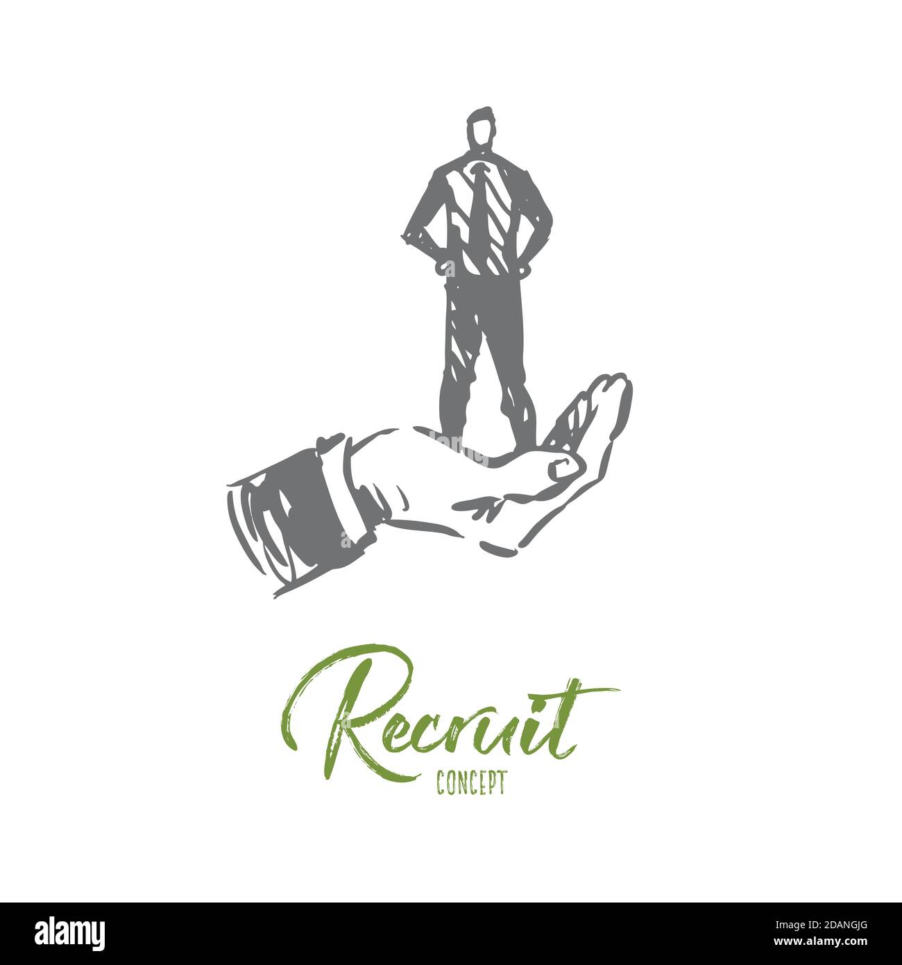Recruitment, job, human, business, search concept. Hand drawn isolated ...