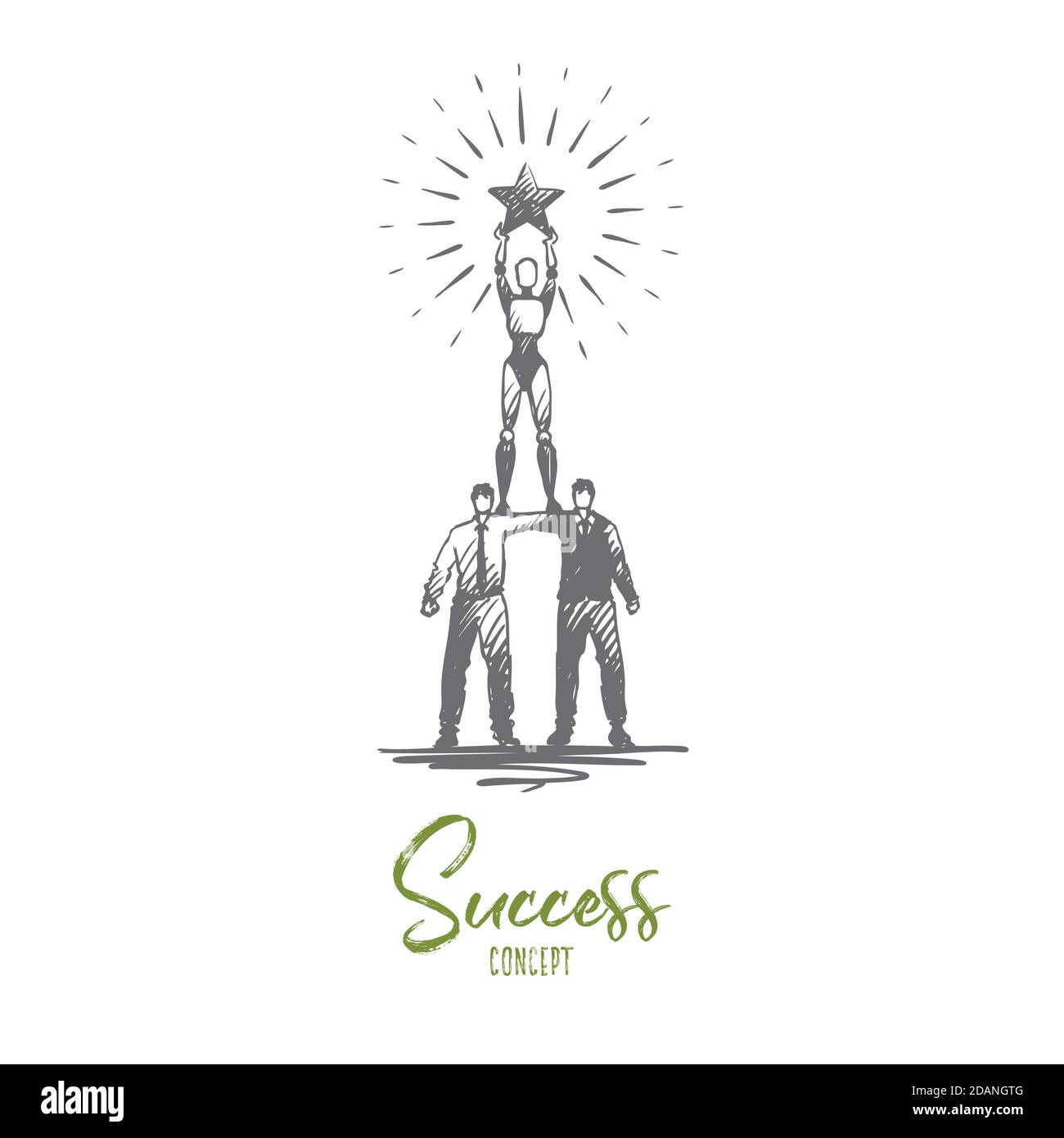 Champion, success, victory, HCI, automation concept. Hand drawn ...