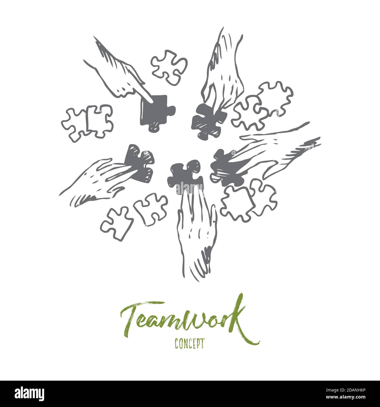 Strategy, team, teamwork, tactics concept. Hand drawn isolated vector ...