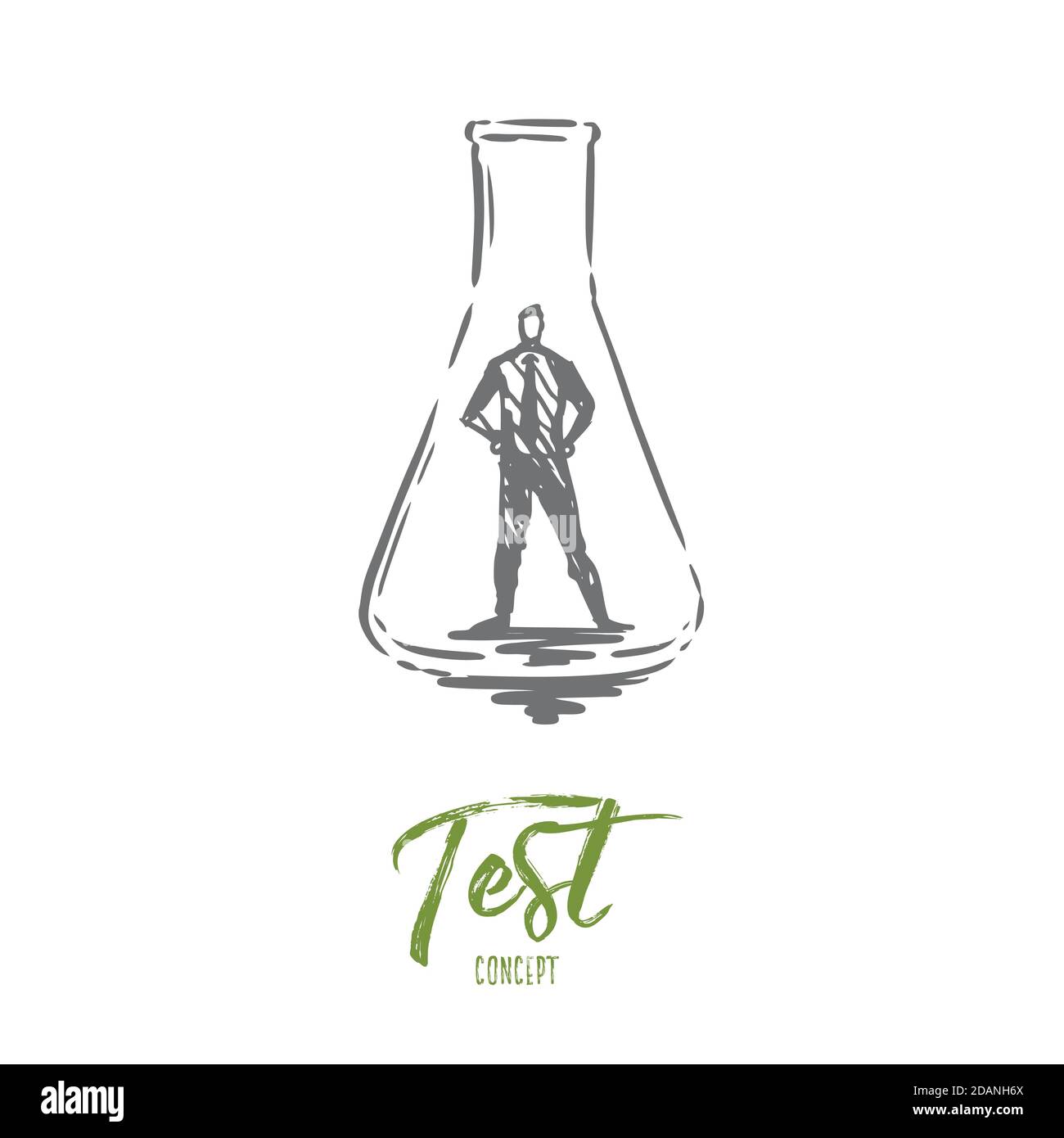 Test, glass, tube, science, laboratory concept. Hand drawn isolated ...