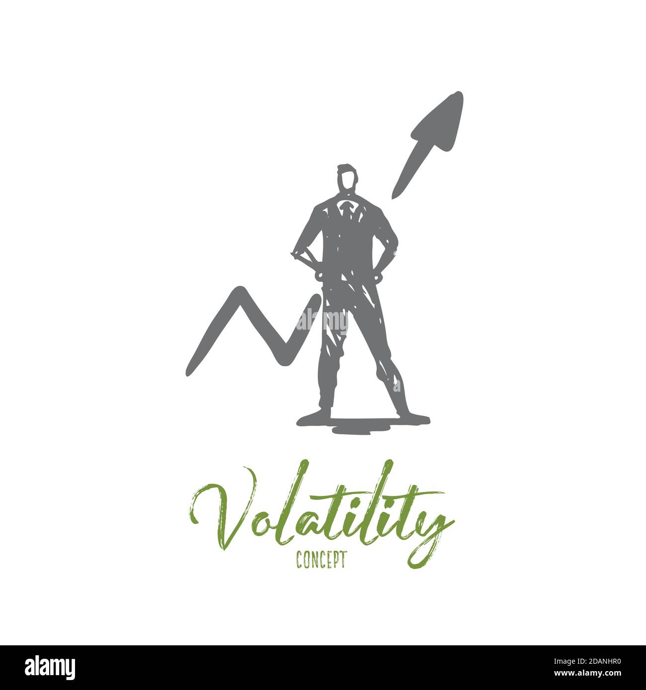 Volatility, graph, trend, business, market concept. Hand drawn isolated ...