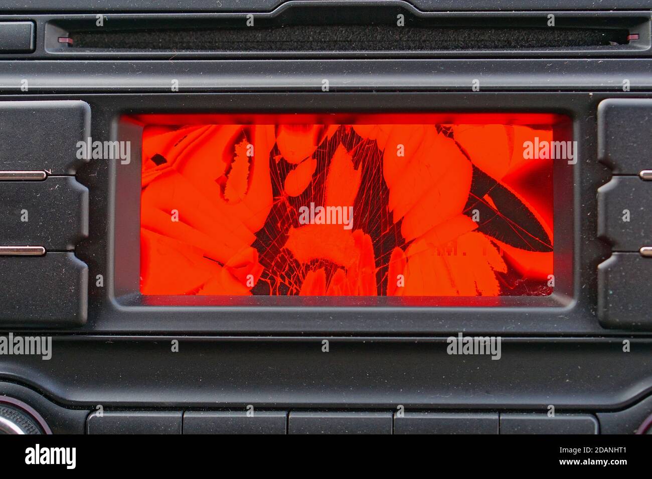 Broken red liquid crystal display in car dash board Stock Photo - Alamy