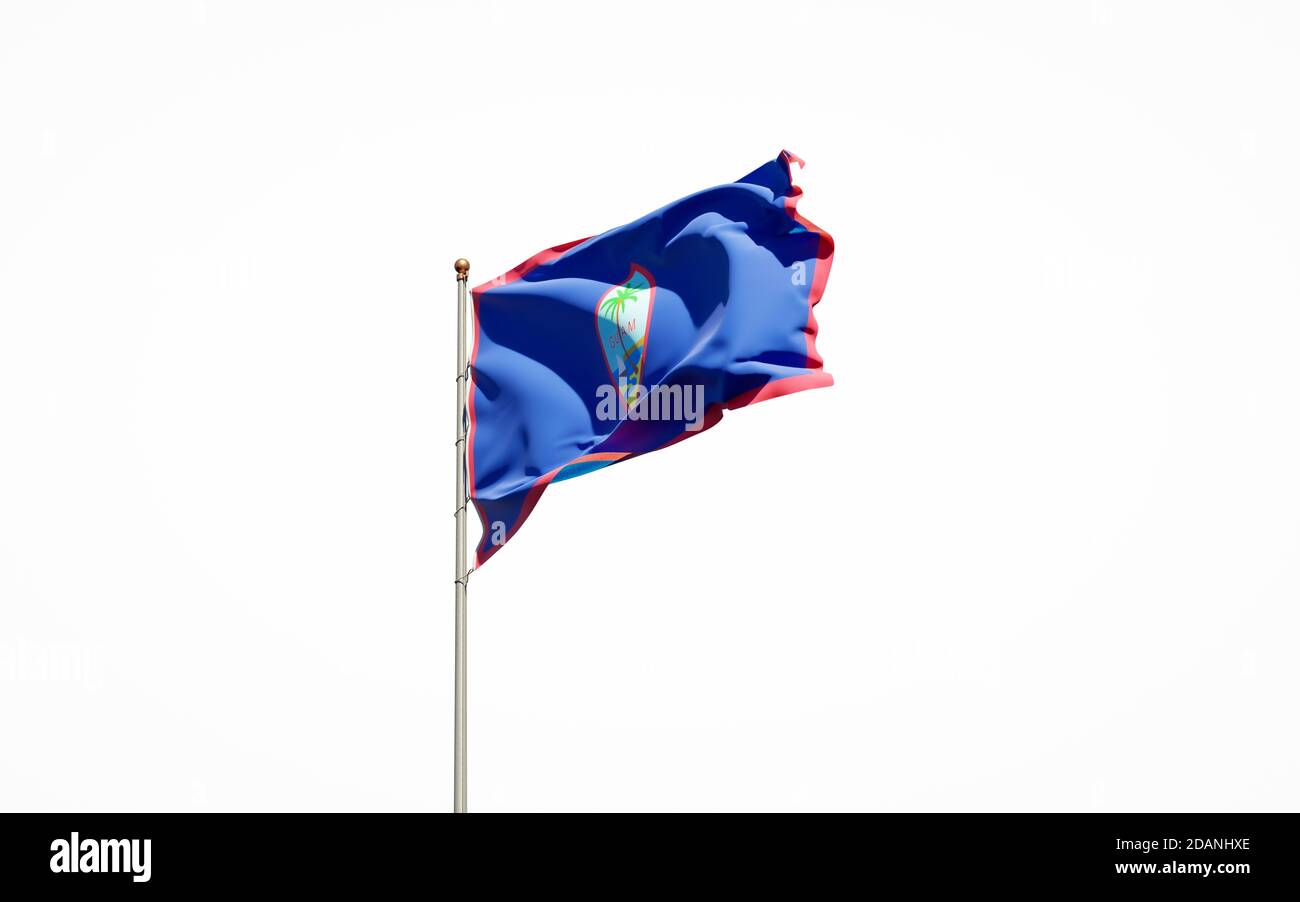 Beautiful national state flag of Guam on white background. Isolated ...