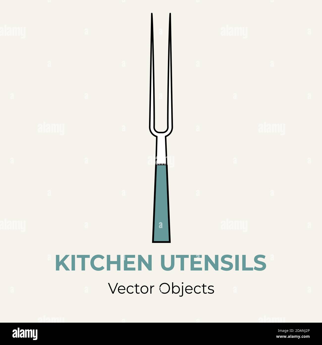 Meat fork vector isolated illustration. Vector line illustration icon ...