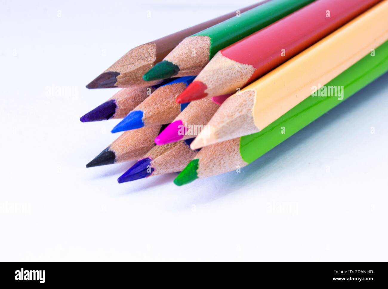 Crayons - colored pencil, Color pencils, Close up macro shot of color pencil pile pencil nibs ...