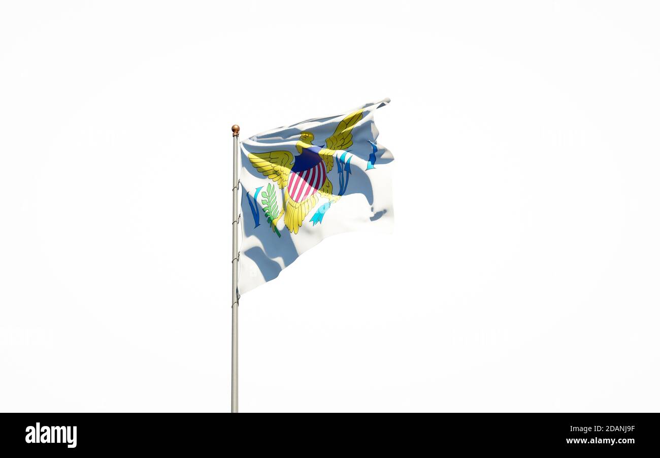 Beautiful national state flag of Virgin Islands on white background ...