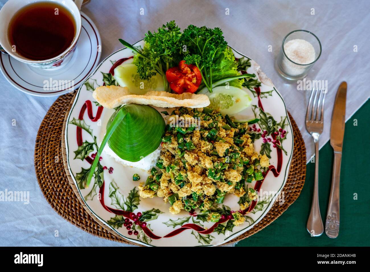 indonesian food served with rice view from above Stock Photo - Alamy