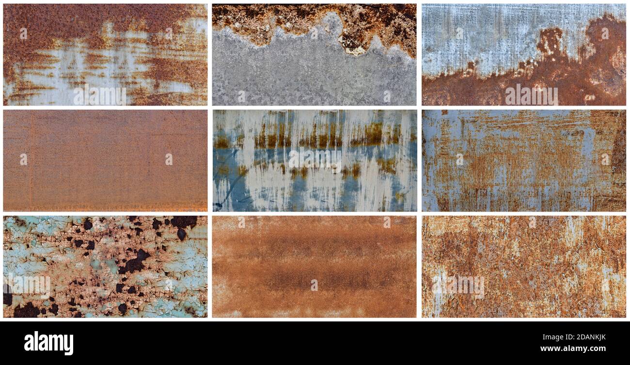 Set of old rust metal plate texture. Abstract grunge rusted background ...