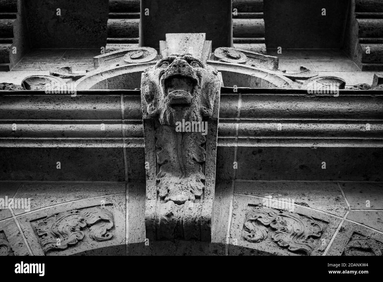 Stone wall metal gate Black and White Stock Photos & Images - Alamy