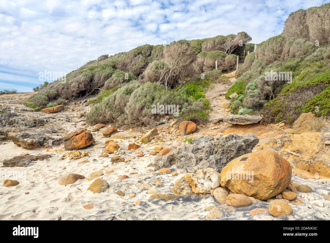 Rocky limestone outcrop at Yallingup Beach Margaret River Region ...