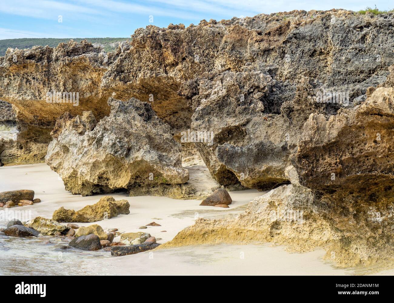 Rocky limestone outcrop at Yallingup Beach Margaret River Region ...