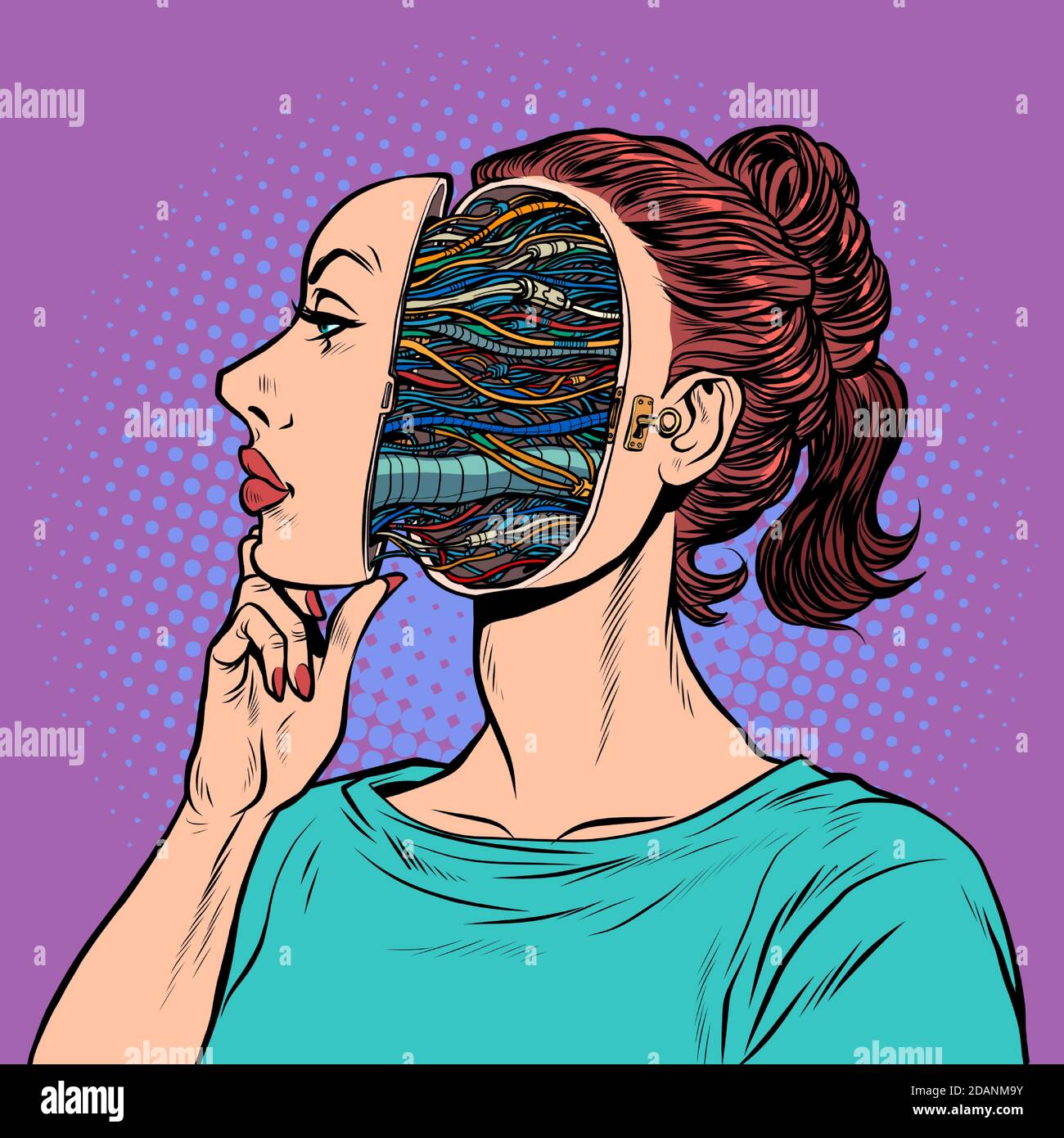 An Android woman pretends to be a human, but inside she is a robot ...