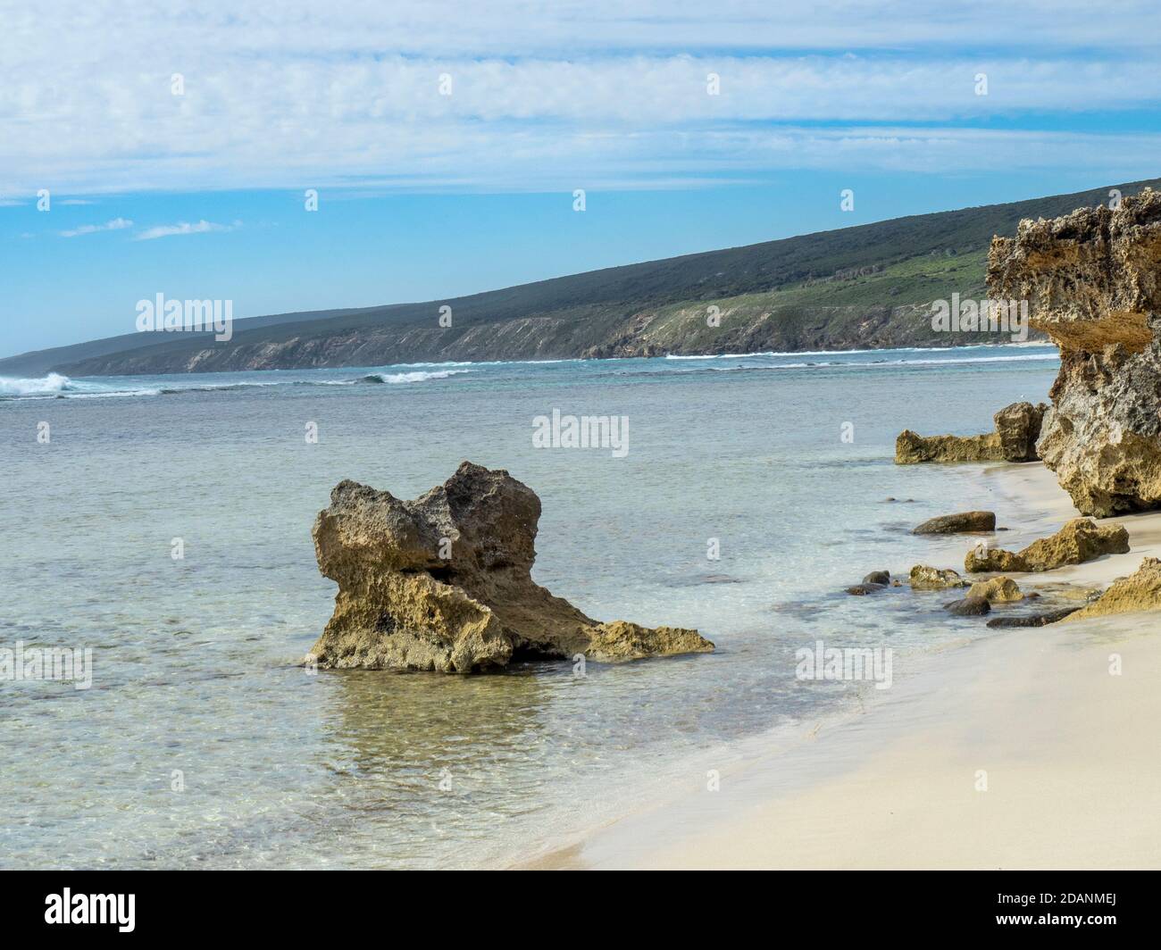 Rocky limestone outcrop at Yallingup Beach Margaret River Region ...