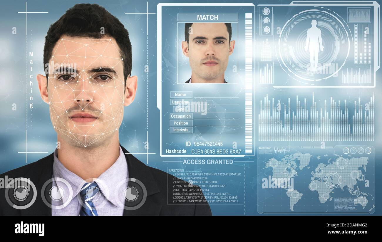 Facial Recognition Technology Scan And Detect People Face For