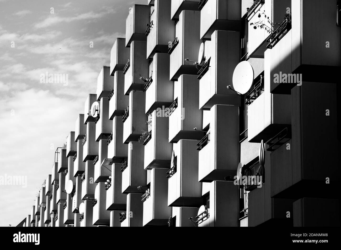 Residential apartment building balconies Black and White Stock Photos ...