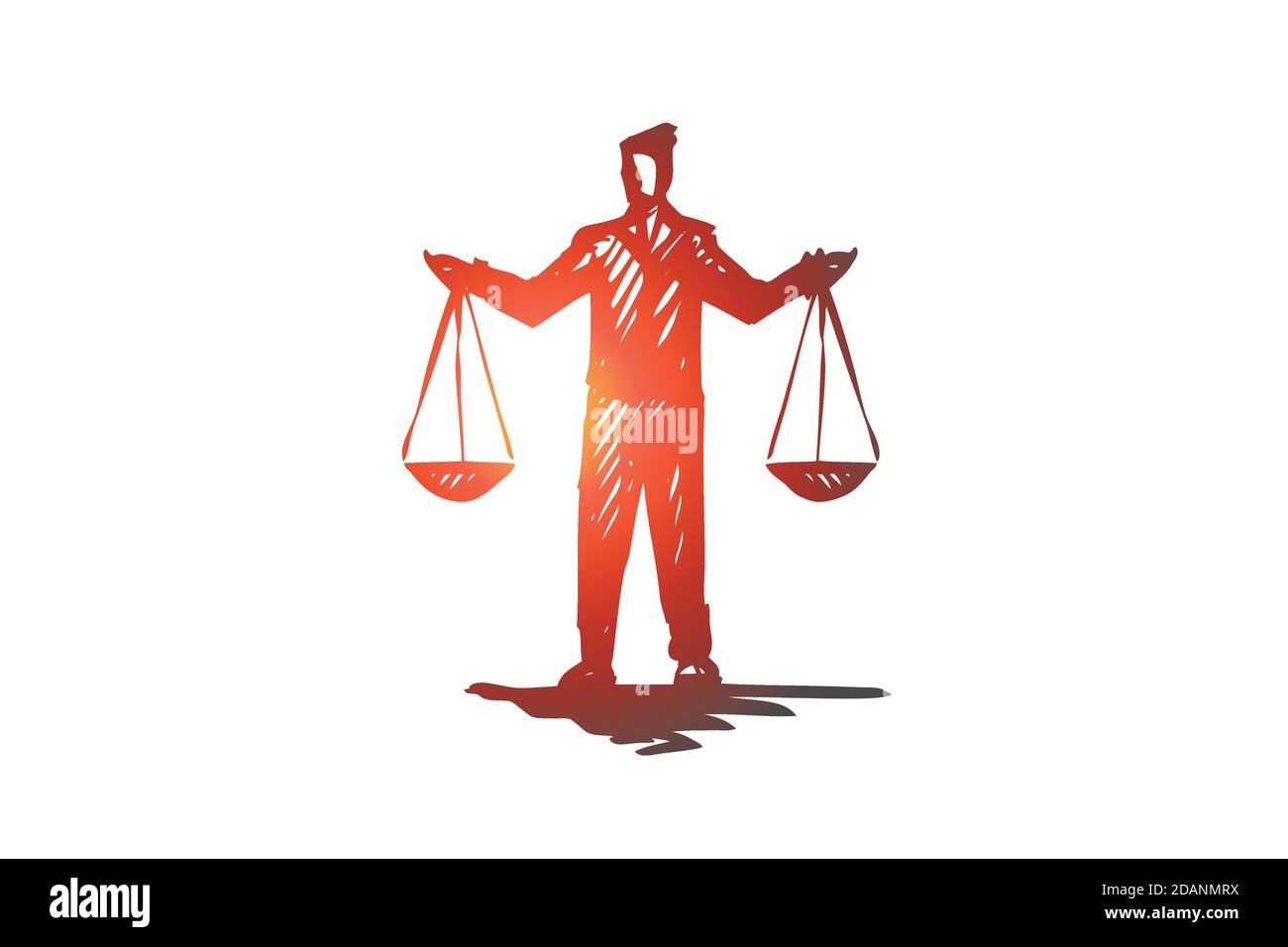 Equilibrium, balance, equality, scale, justice concept. Hand drawn ...