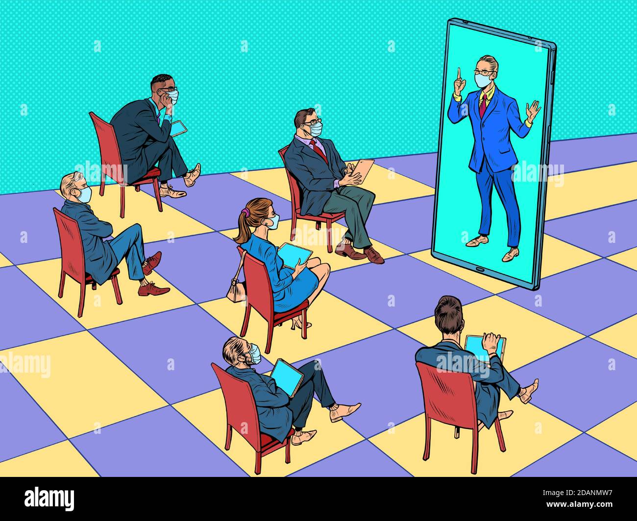 Remote business meeting or a presentation, lecture, training through ...