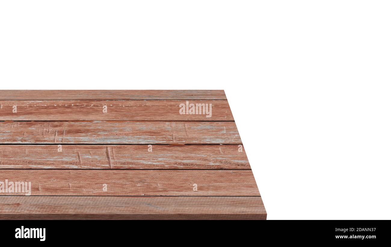 Perspective of wooden or log table corner from top view isolated on ...