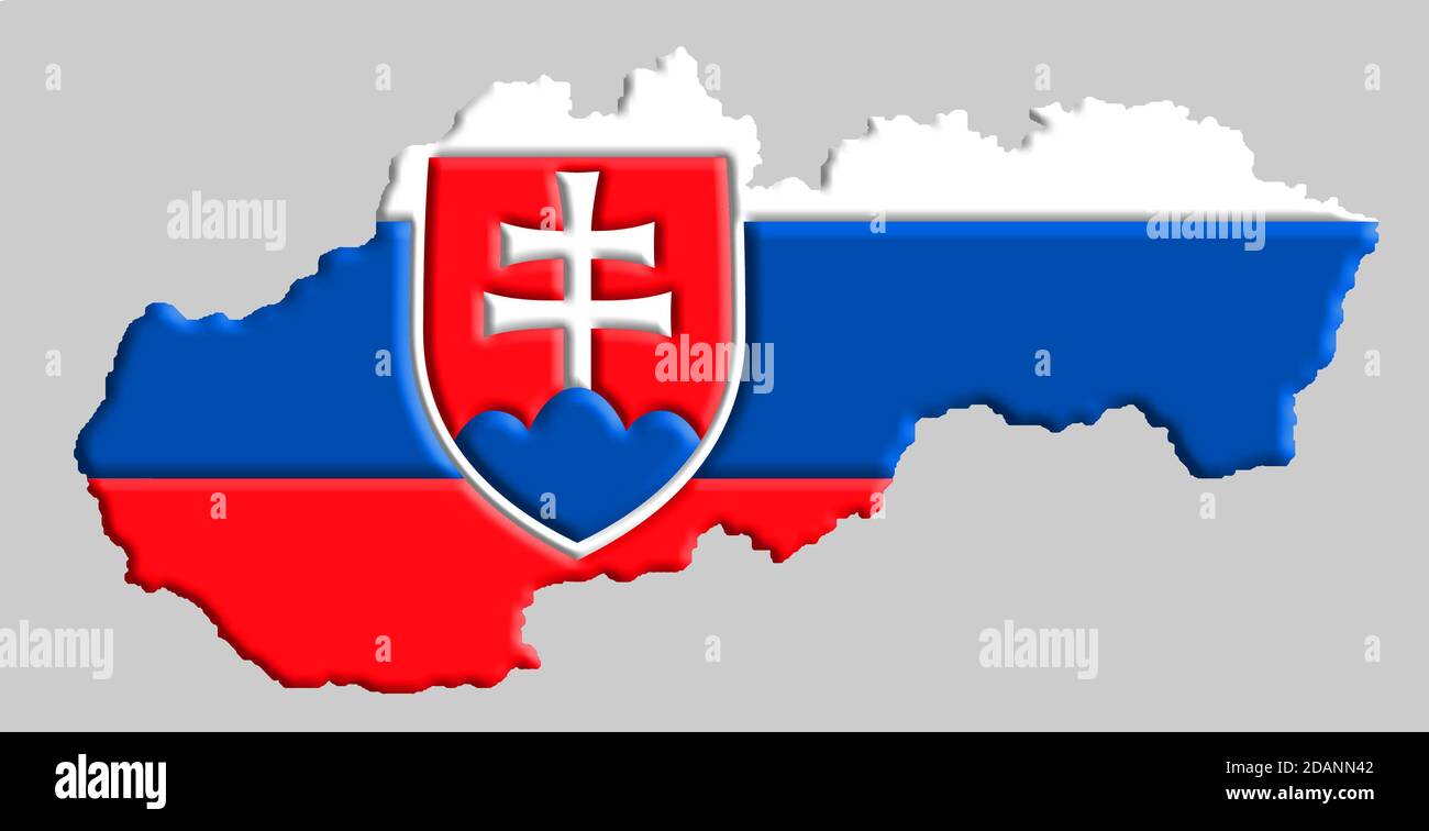3D map of Slovakia with colours of the Slovak national flag Stock Photo - Alamy