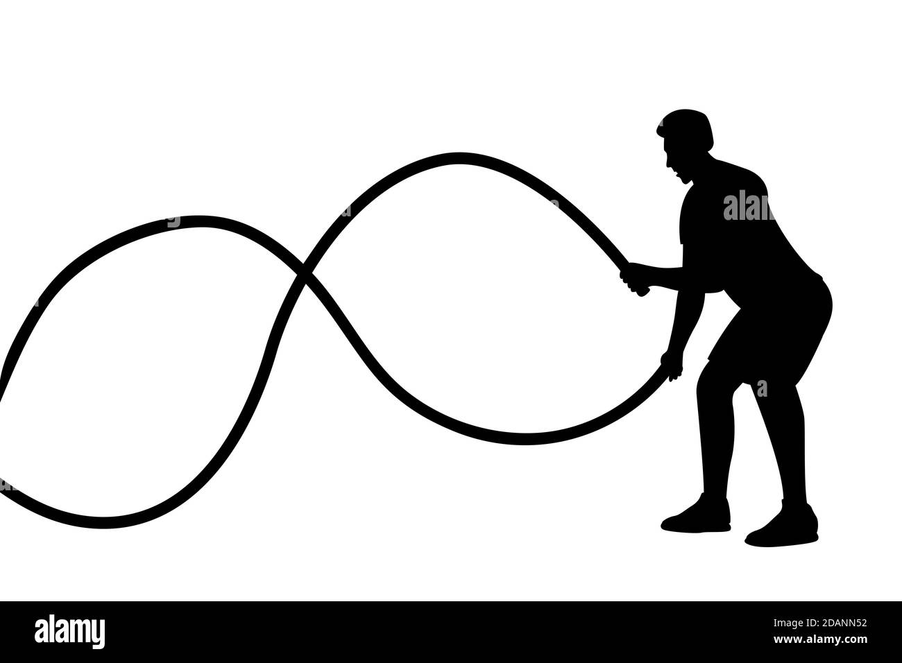 battle rope workout,vector illustration, black silhouette Stock Photo ...