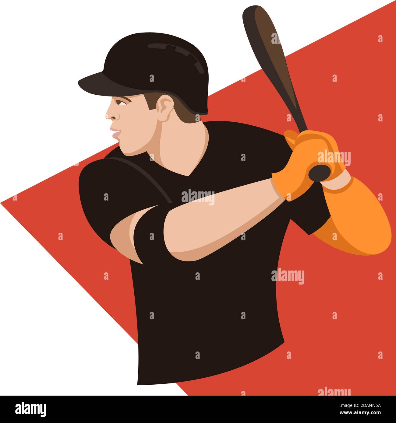 baseball player, vector illustration , flat style ,profile view Stock ...