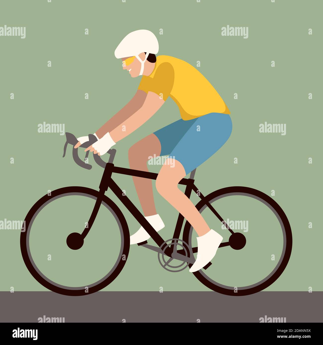 cyclist in a helmet , vector illustration , flat style , profile side ...