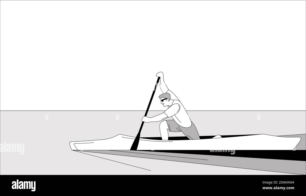 athlete in a canoe vector illustration flat style profile side Stock ...