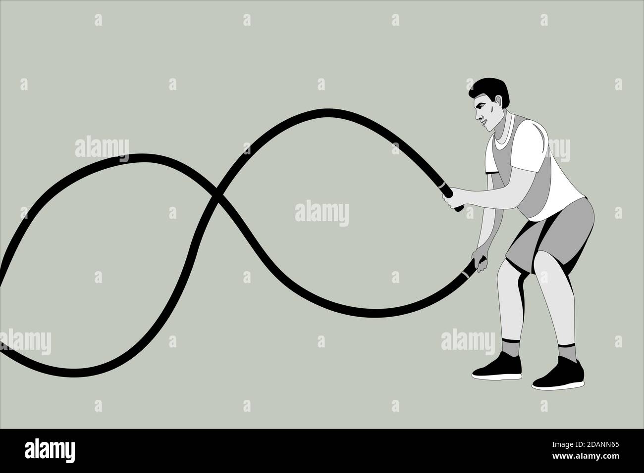 battle rope workout,vector illustration, lining draw Stock Photo - Alamy