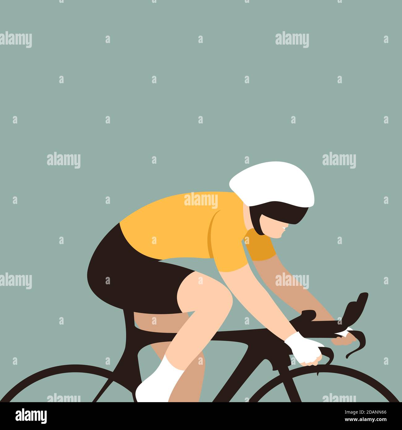 cyclist in helmet, vector illustration, flat style, profile view Stock ...