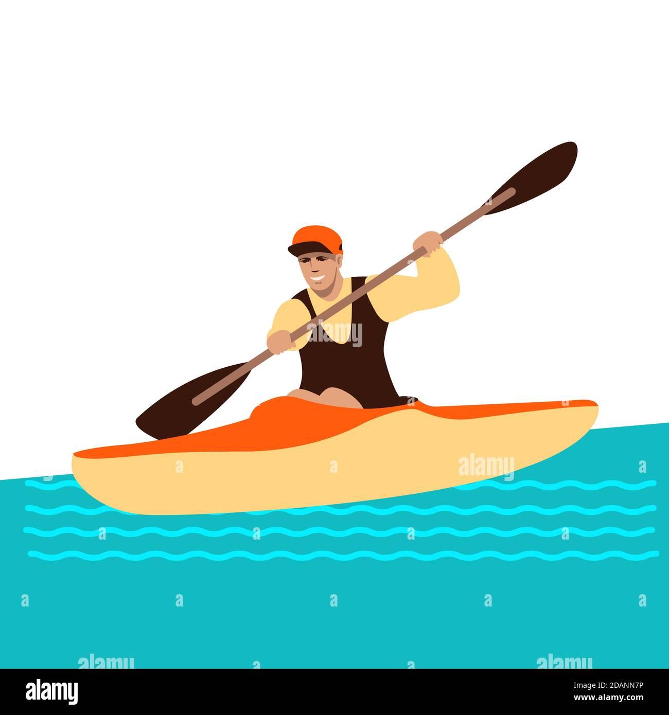 man in kayak, vector illustration ,flat style,profile side Stock Photo ...