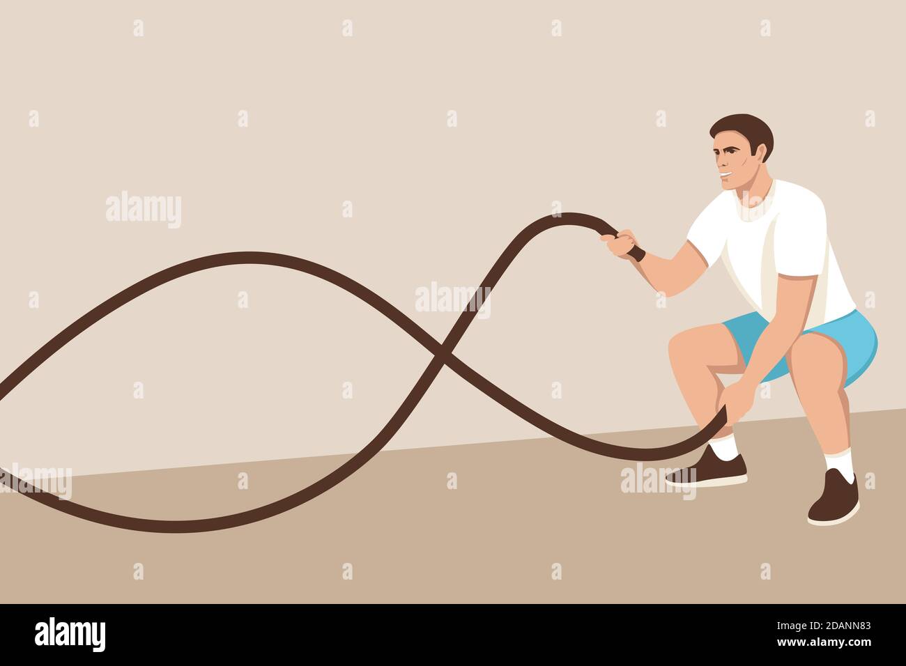 battle rope workout,vector illustration, flat style Stock Photo - Alamy