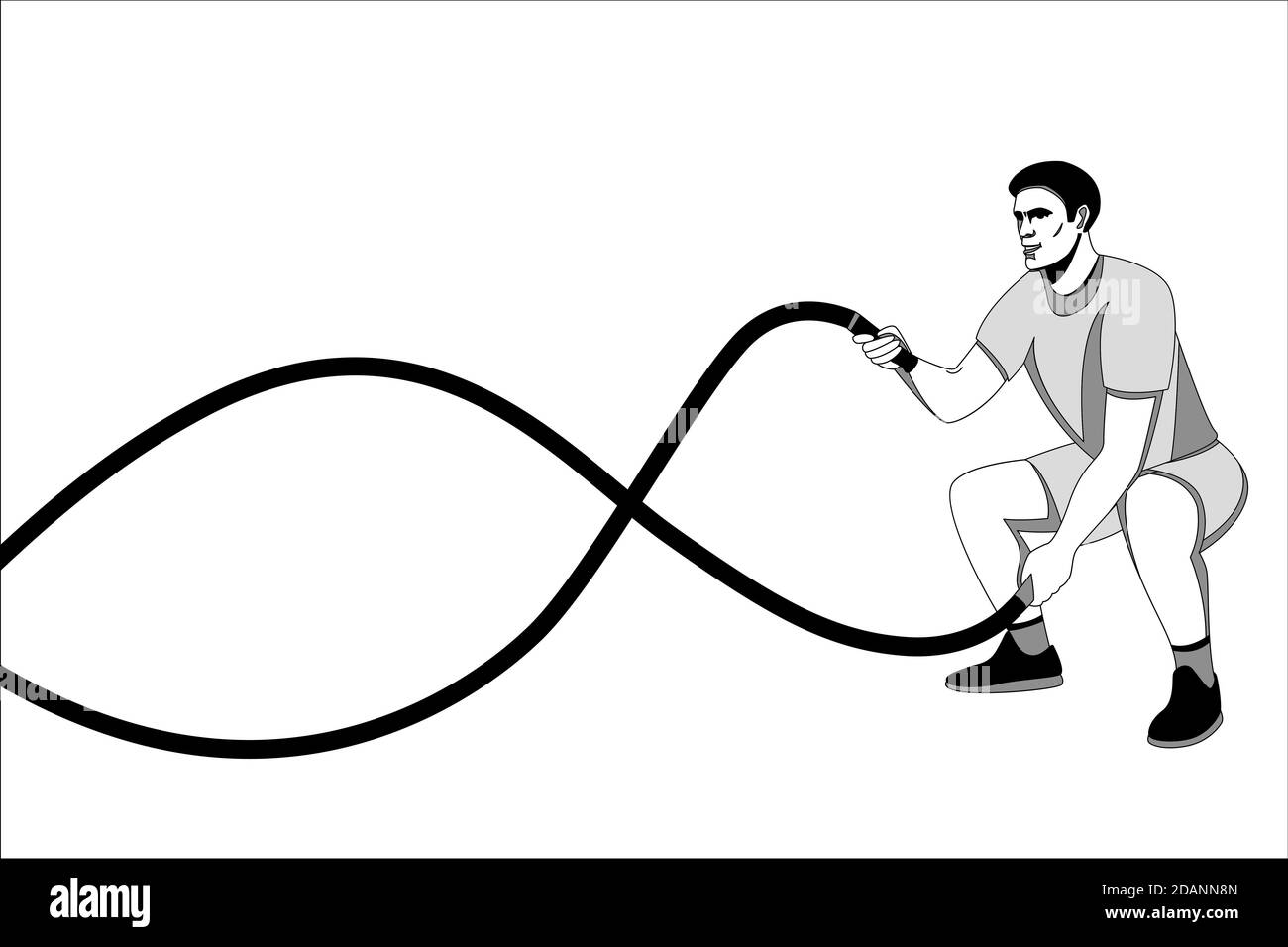 battle rope workout,vector illustration, lining draw Stock Photo - Alamy