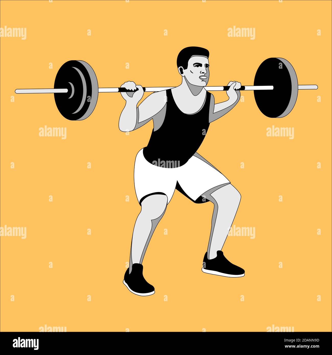 man raises the bar, vector illustration, flat style Stock Photo - Alamy
