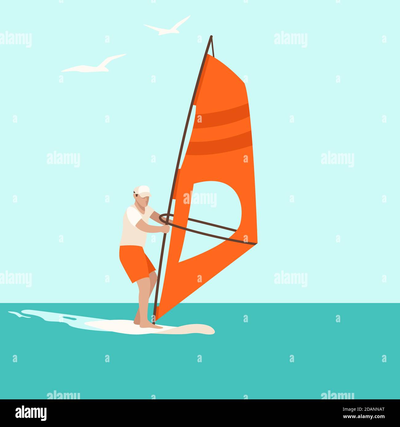 windsurfing ,vector illustration ,flat style, front view Stock Photo ...