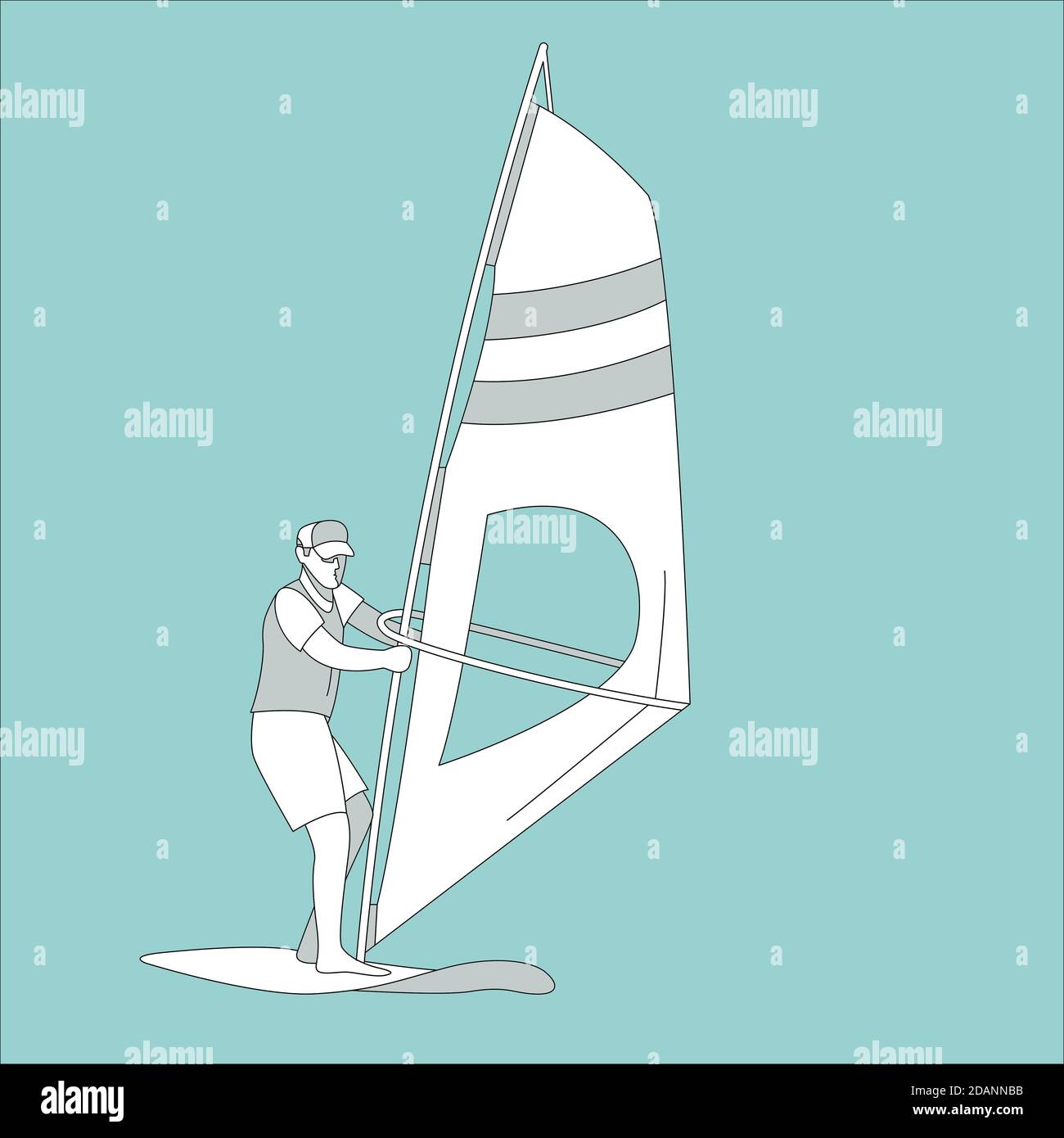 windsurfing ,vector illustration ,lining draw , front view Stock Photo ...