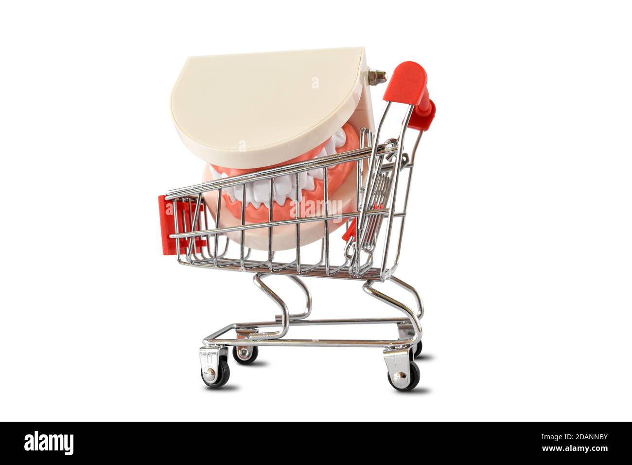 Teeth, Dental in shopping cart isolated on white background. Object ...