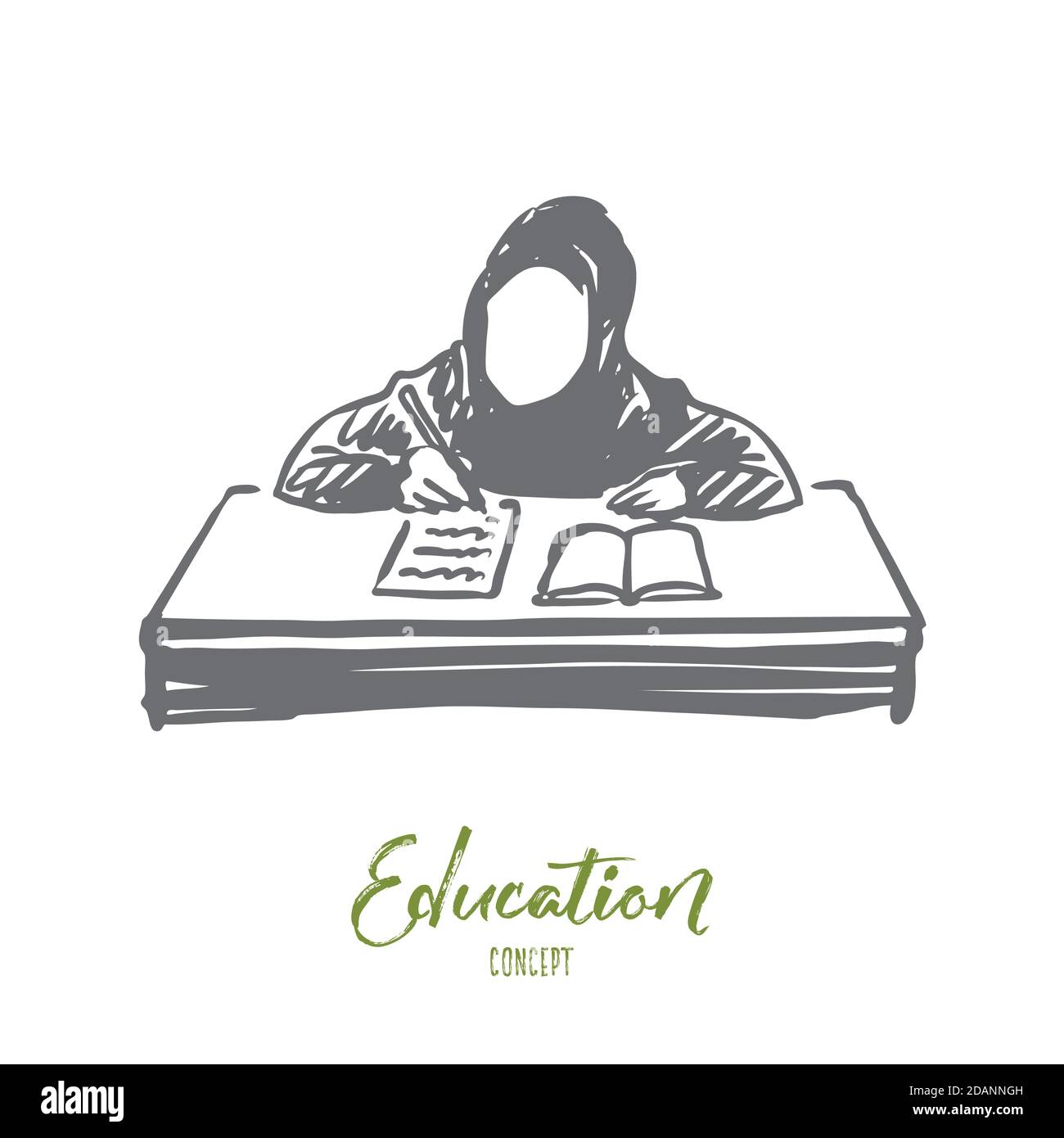 Education, school, learning, muslim, arab, child concept. Hand drawn ...