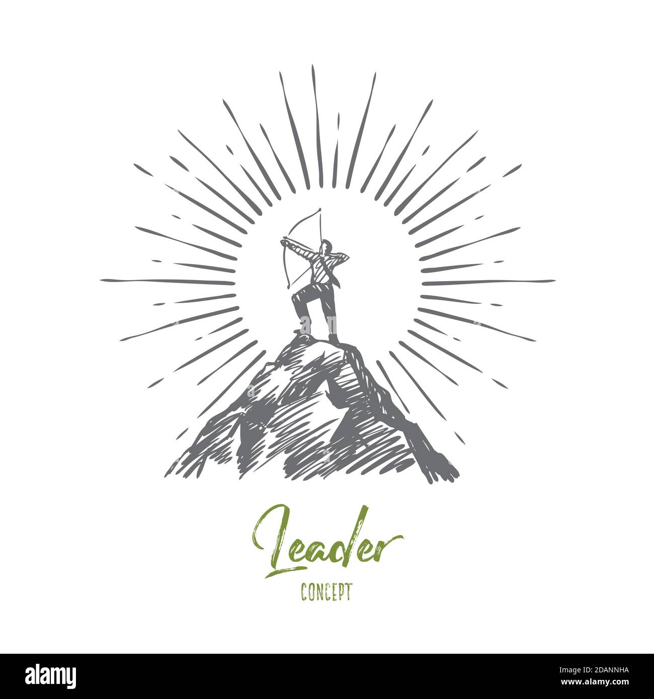 Leader, success, strategy and career concept. Hand drawn vector Stock ...