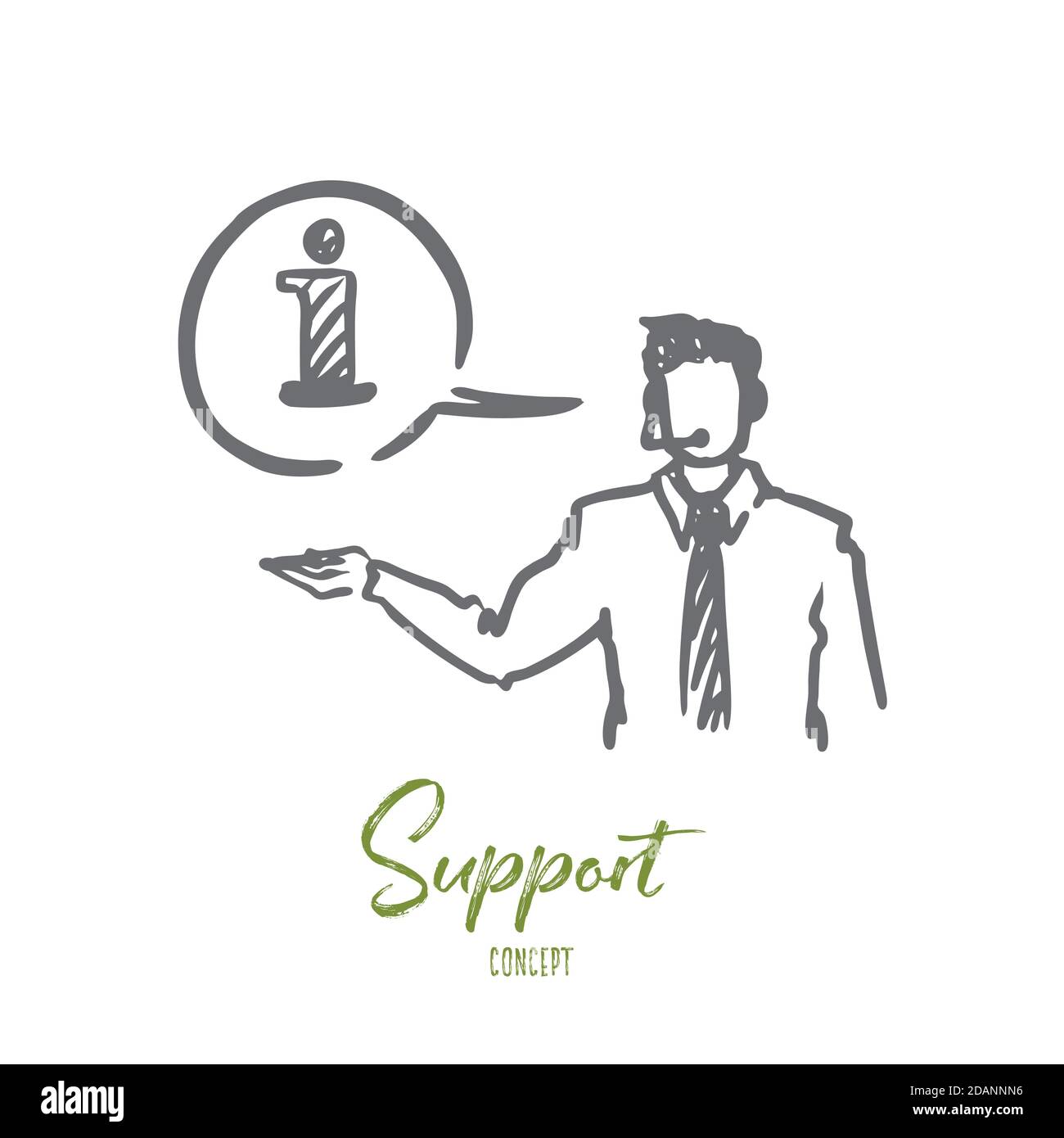 Information, help, support, contact, operator concept. Hand drawn ...
