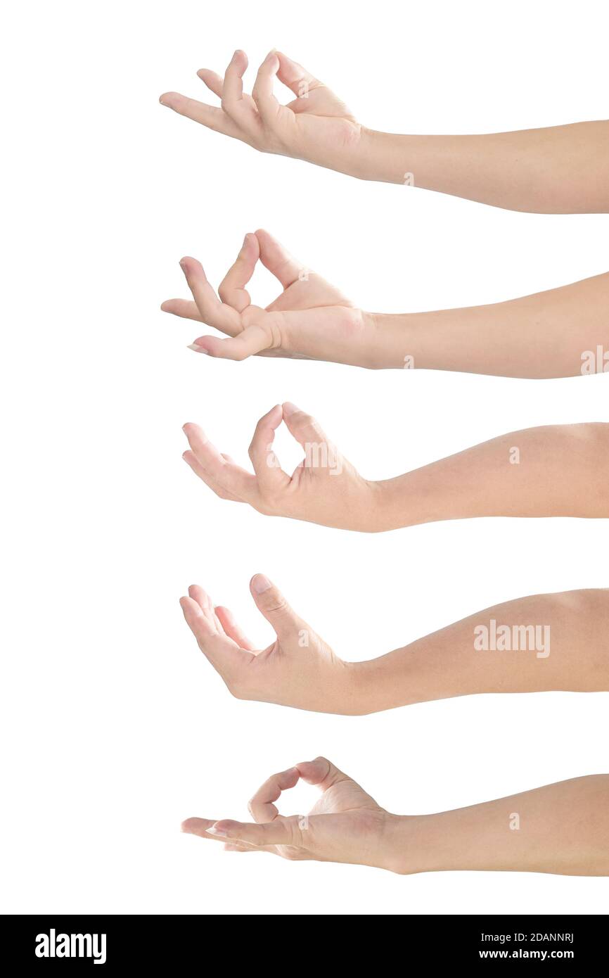 Set of man hands gestures isolated on white background, with clipping ...