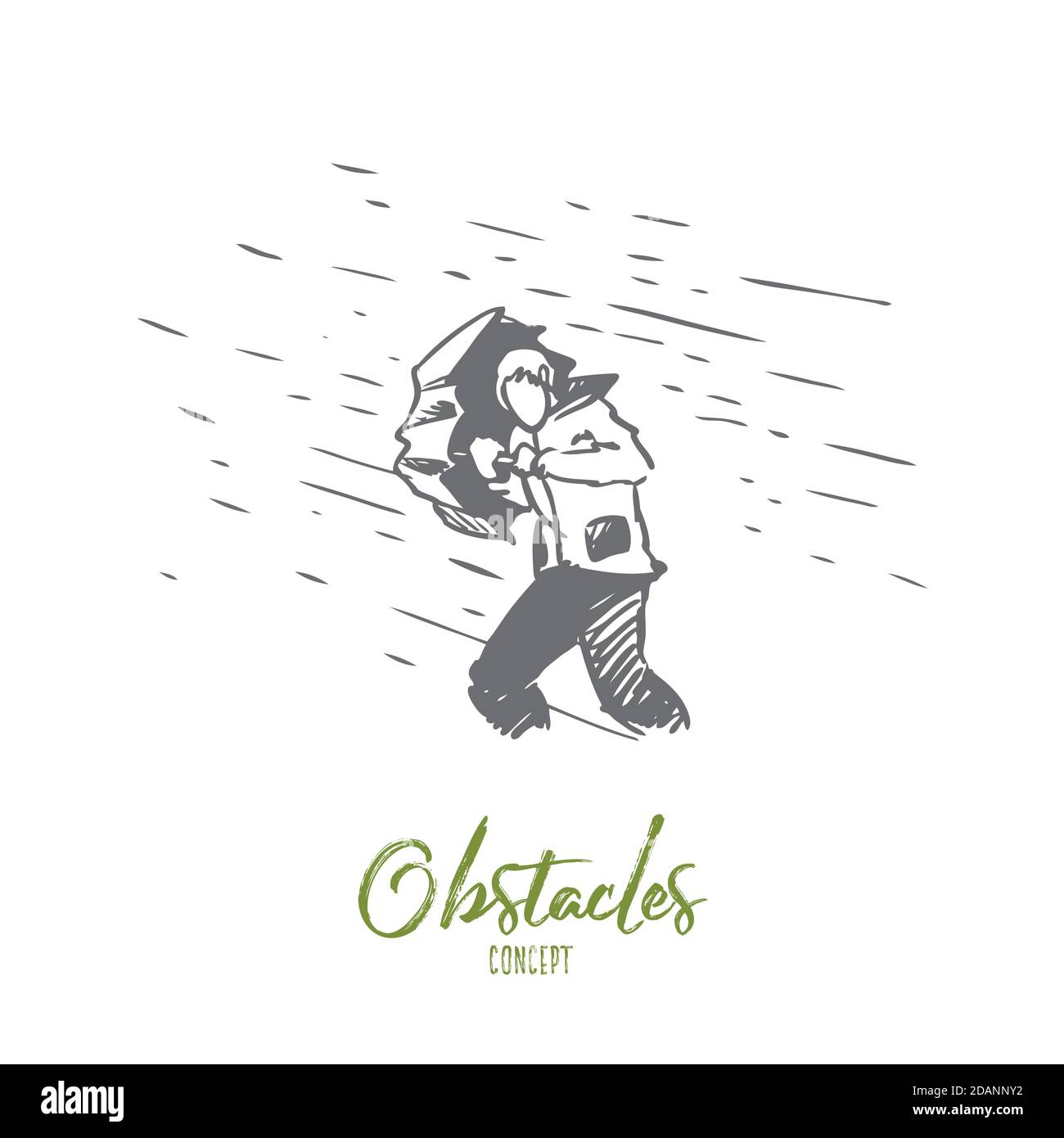 Obstacles, difficulties, problems concept. Hand drawn isolated vector ...
