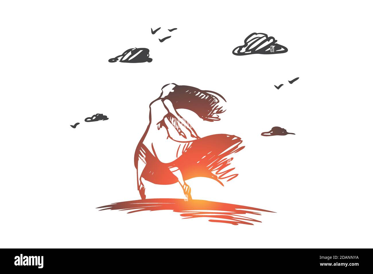 Happiness and freedom concept. Hand drawn isolated vector Stock Vector ...